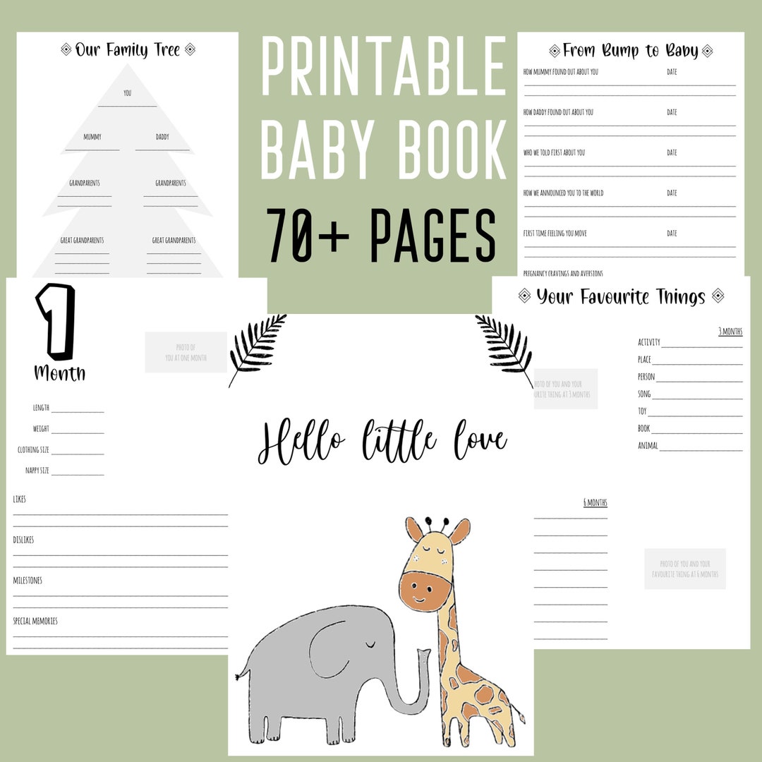 Printable and Customisable Baby Book - Etsy