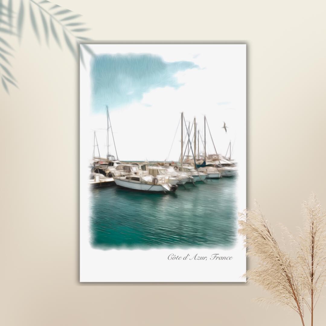 Poster Côte D’azur, France Marina / Travel Poster / Art Print / Holiday ...