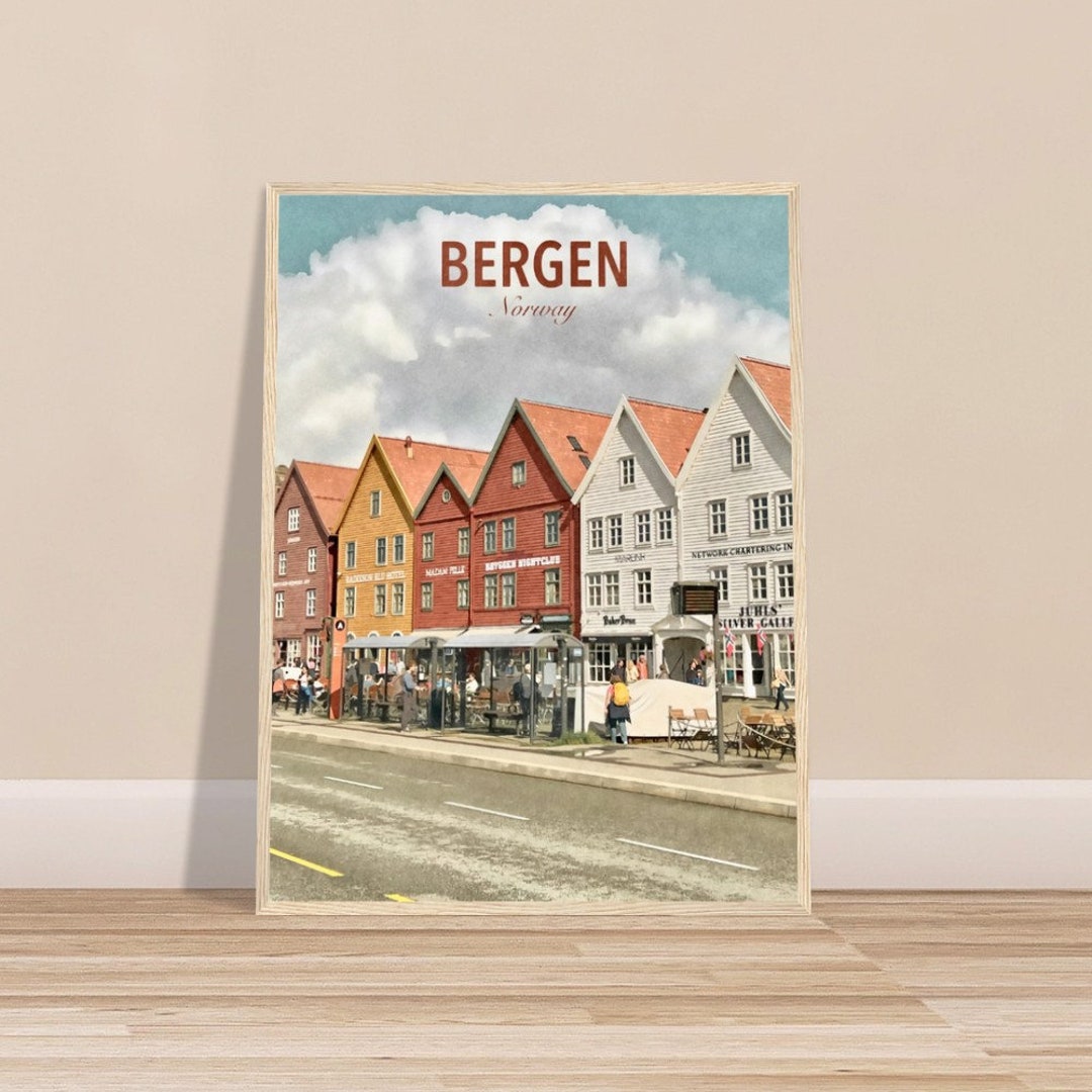 Bergen Norwegen Reiseposter, Poster, Bild, Kunstdruck, Travel Poster ...