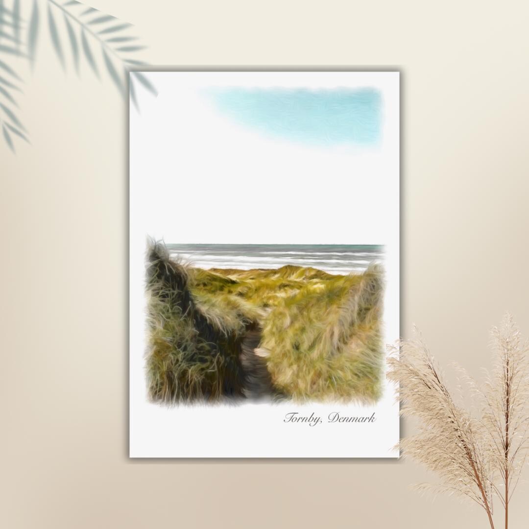 Poster Tornby Beach Dunes, Denmark / Travel Poster / Art Print ...