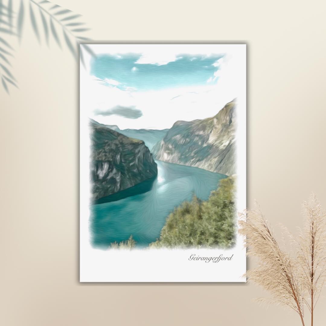 Poster Geirangerfjord, Norway, Scandinavia / Travel Poster / Art Print ...