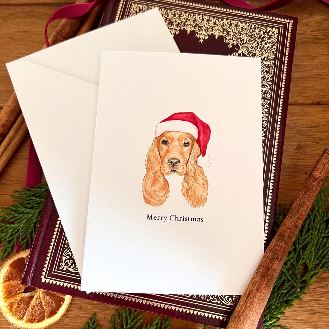 Cocker Spaniel Christmas Card | Custom Christmas Card | Hand Painted ...