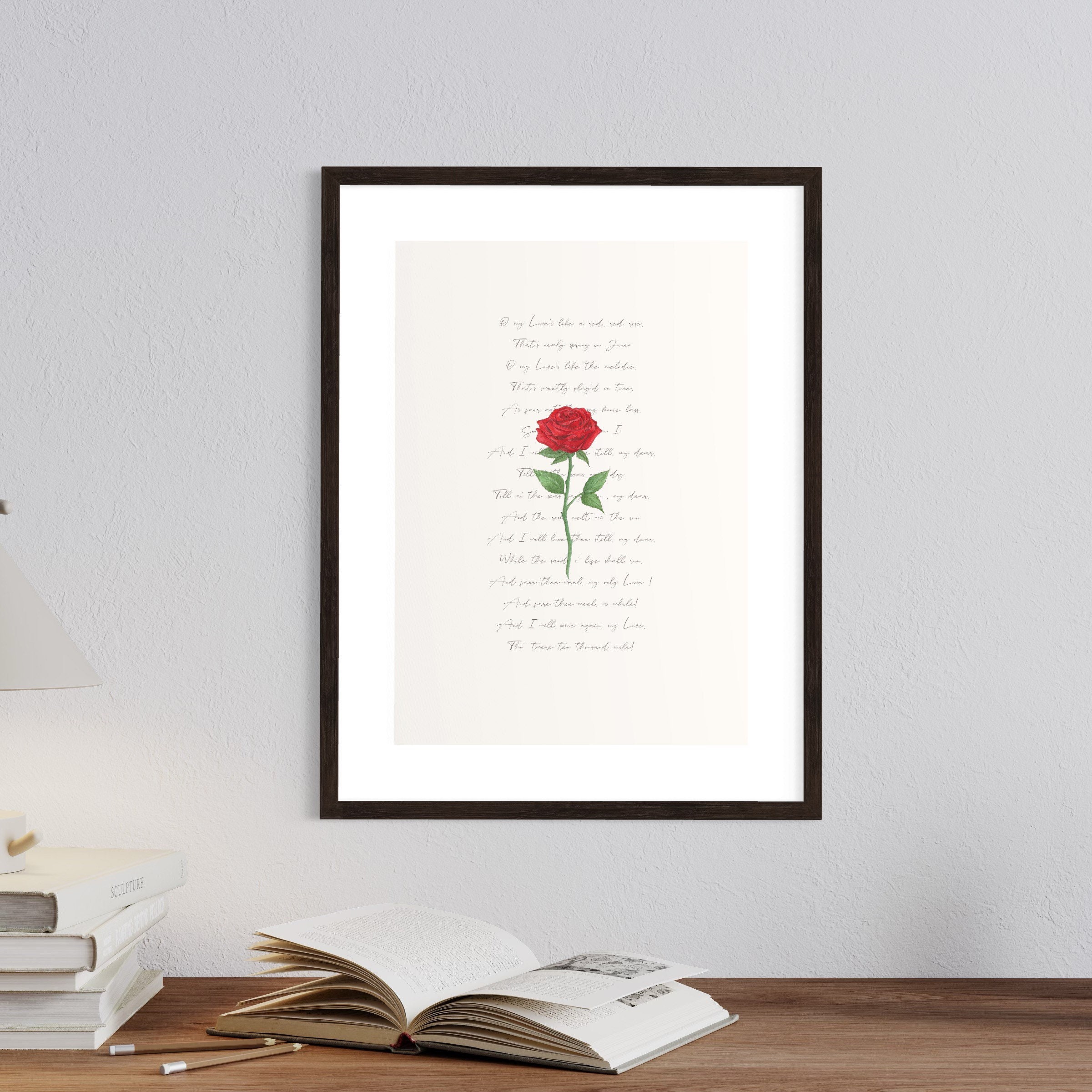 Red Rose Painting Robert Burns Poem Watercolour Rose Painting Burns ...