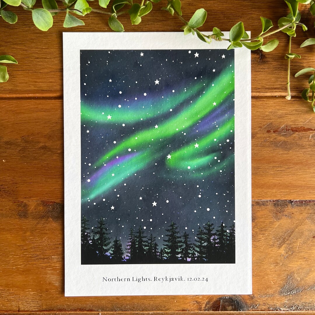 Northern Lights Art Print | Custom Painting | Aurora Borealis ...
