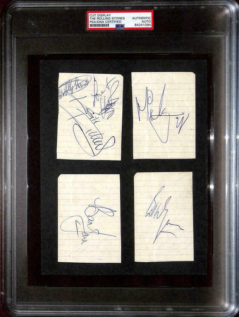 Rolling Stones Rare Hand Signed Autographs All Five Original Members ...