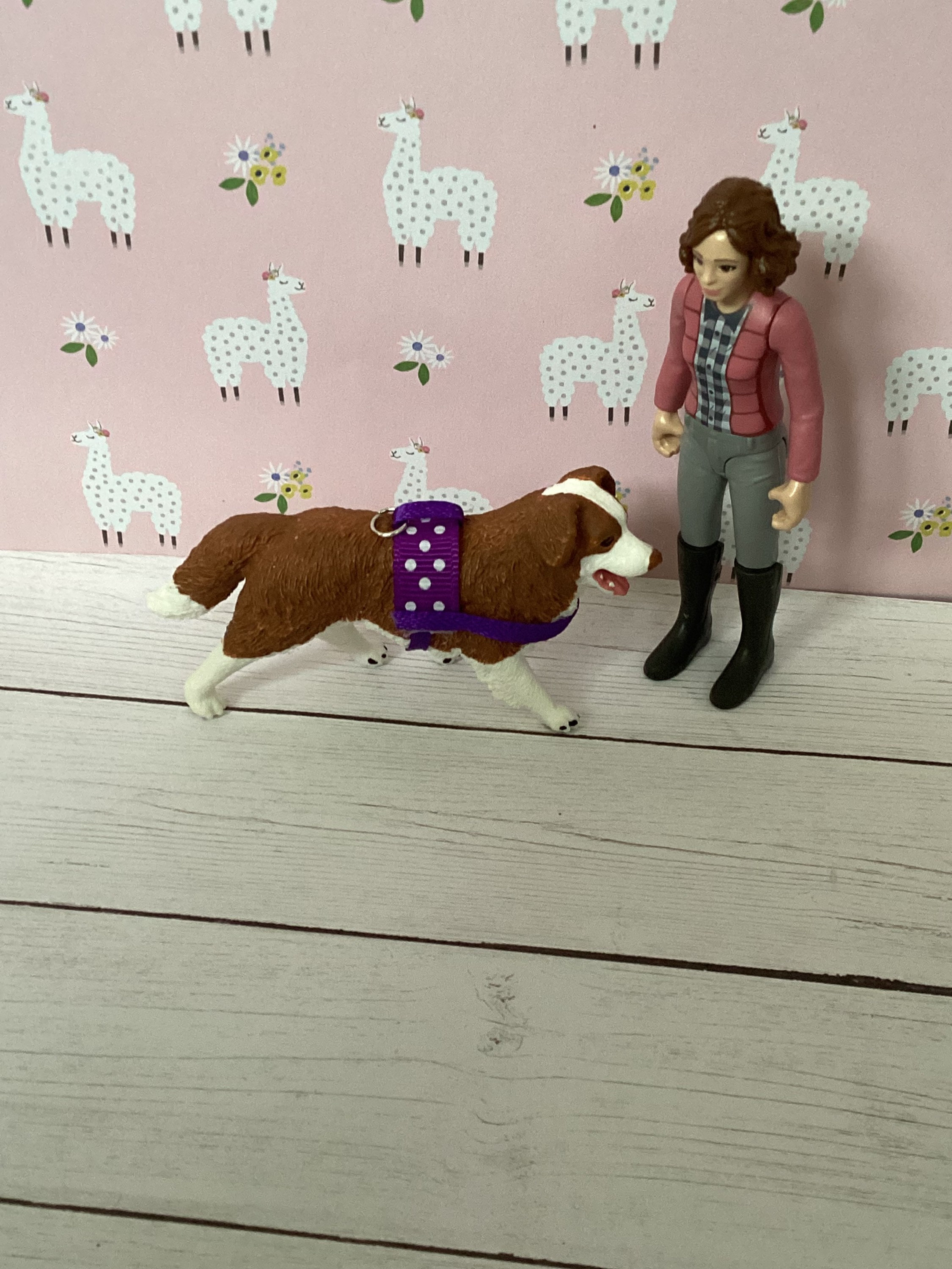 Schleich Border Collie Model Dog Velcro Harness With Leash - Etsy