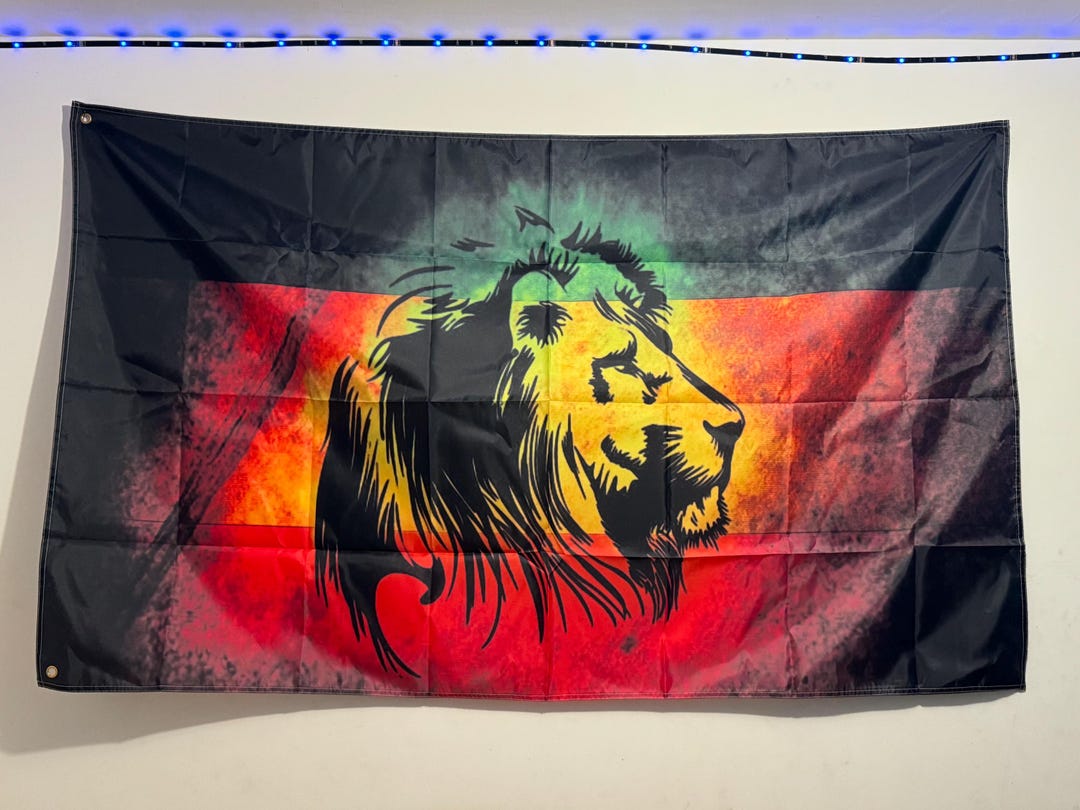 Lion of Judah Flag | Rasta Decor | Rastafarian Home Art - Etsy