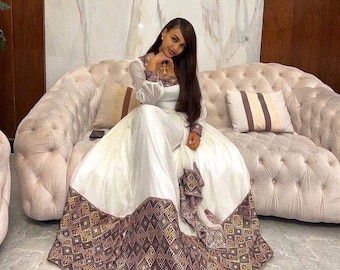 Ethiopian Habesha Kemis Handwoven Cotton Traditional Dress With Tibeb ...