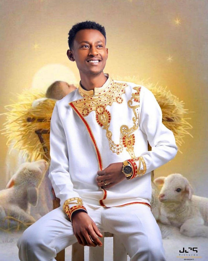 Handmade Ethiopian Men’s Heritage Outfit – Handwoven Cotton Attire With ...