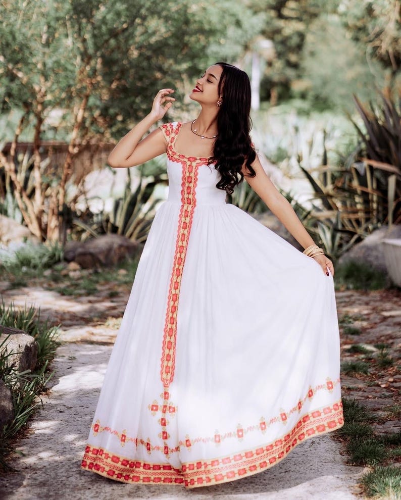 Handwoven Ethiopian Habesha Kemis Dress: Tibeb Embroidery - Etsy