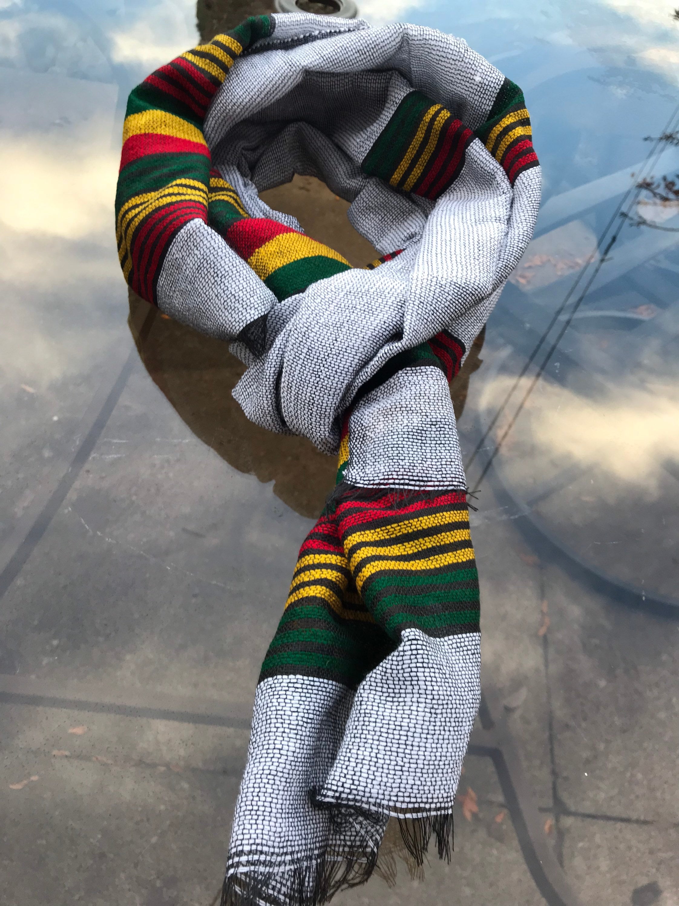 Ethiopian/ Rasta Green Yellow Red Stripe Handmade Cotton Scarf - Etsy