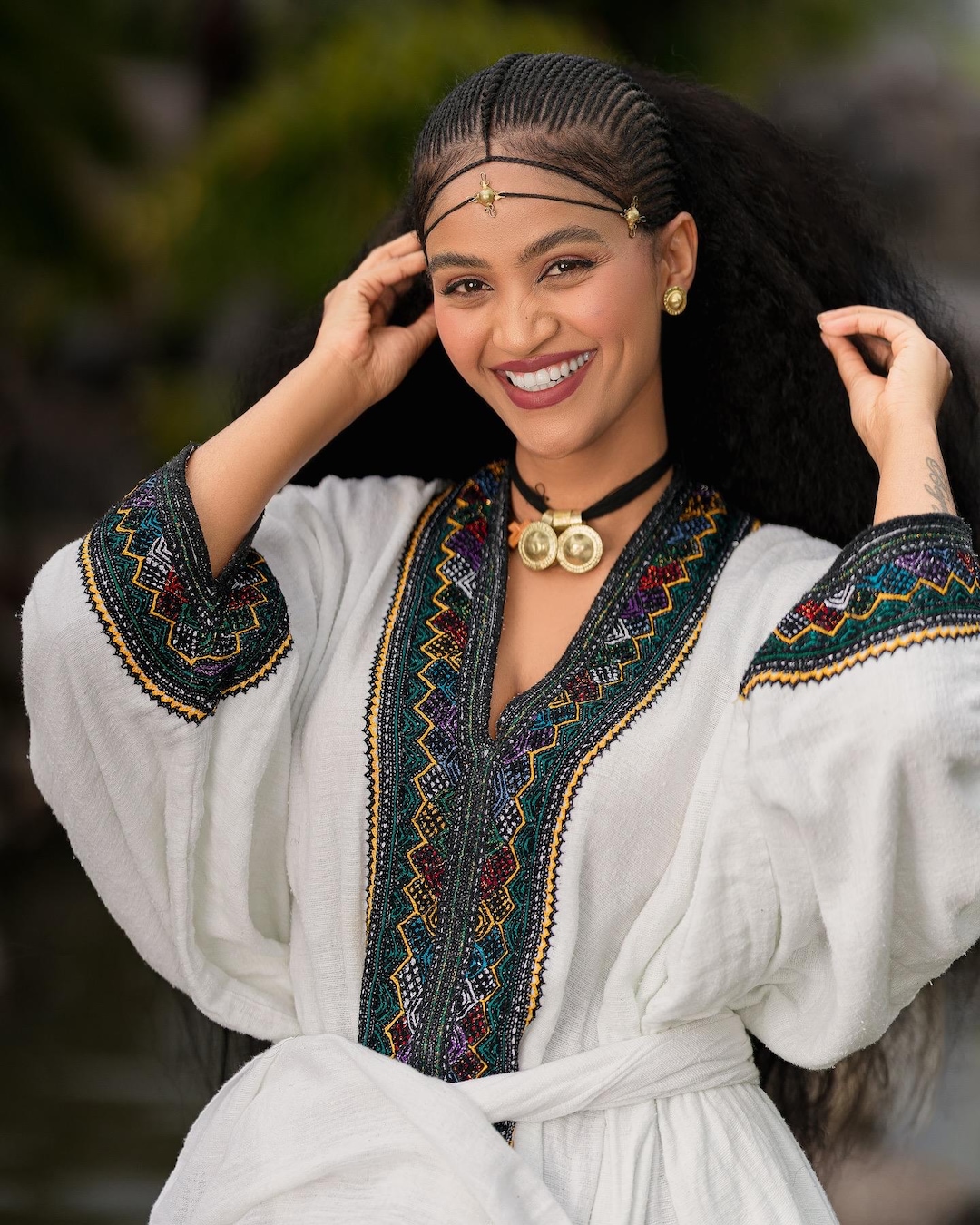 Ethiopian Habesha Kemis: Handwoven Cotton Dress With Tibeb Embroidery ...