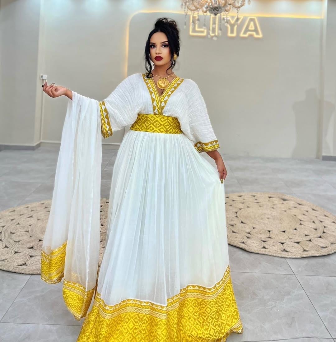 Handwoven Ethiopian Habesha Kemis Dress With Tibeb Embroidery - Etsy