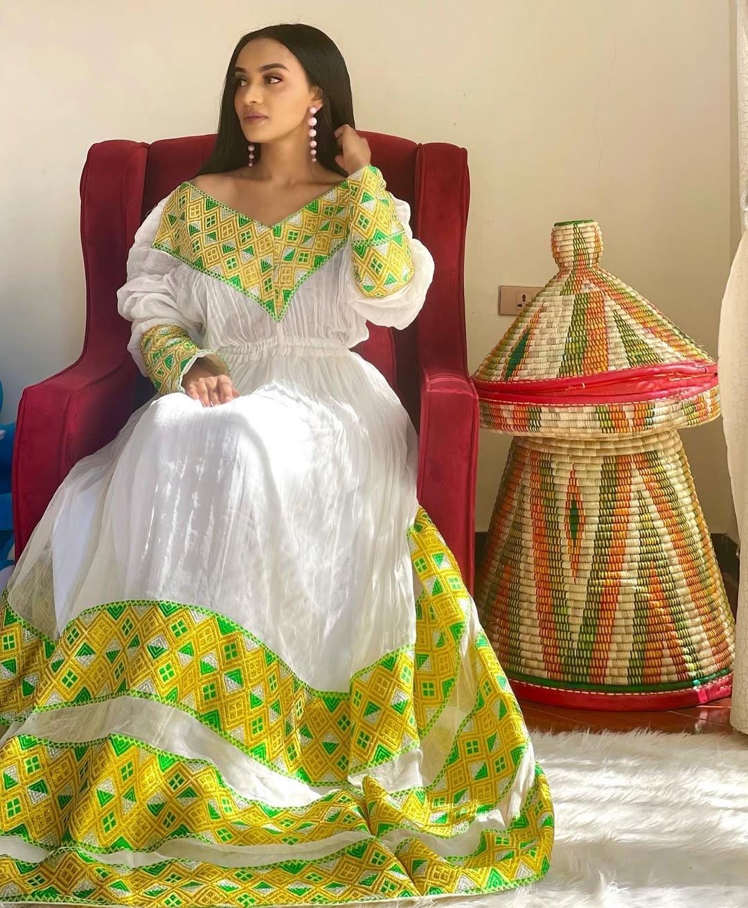 Handwoven Habesha Kemis Dress: Ethiopian Cotton Tibeb Embroidery - Etsy