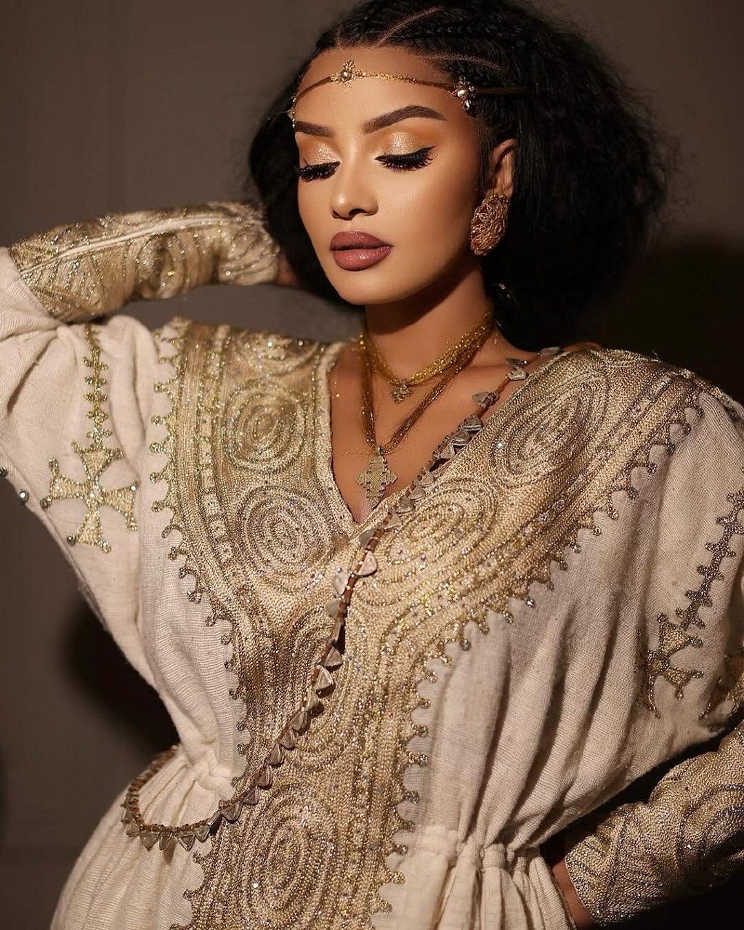 Handwoven Ethiopian Habesha Kemis: Tibeb Embroidered Cotton Dress - Etsy UK