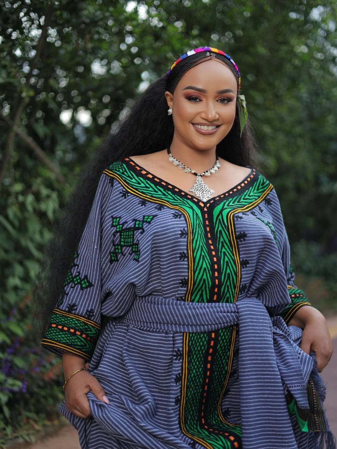 Ethiopian Habesha Kemis: Handwoven Cotton Dress With Tibeb Embroidery ...