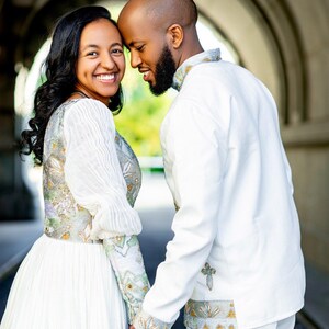 Handwoven Ethiopian Wedding Outfit: Habesha Kemis With Tibeb Embroidery ...