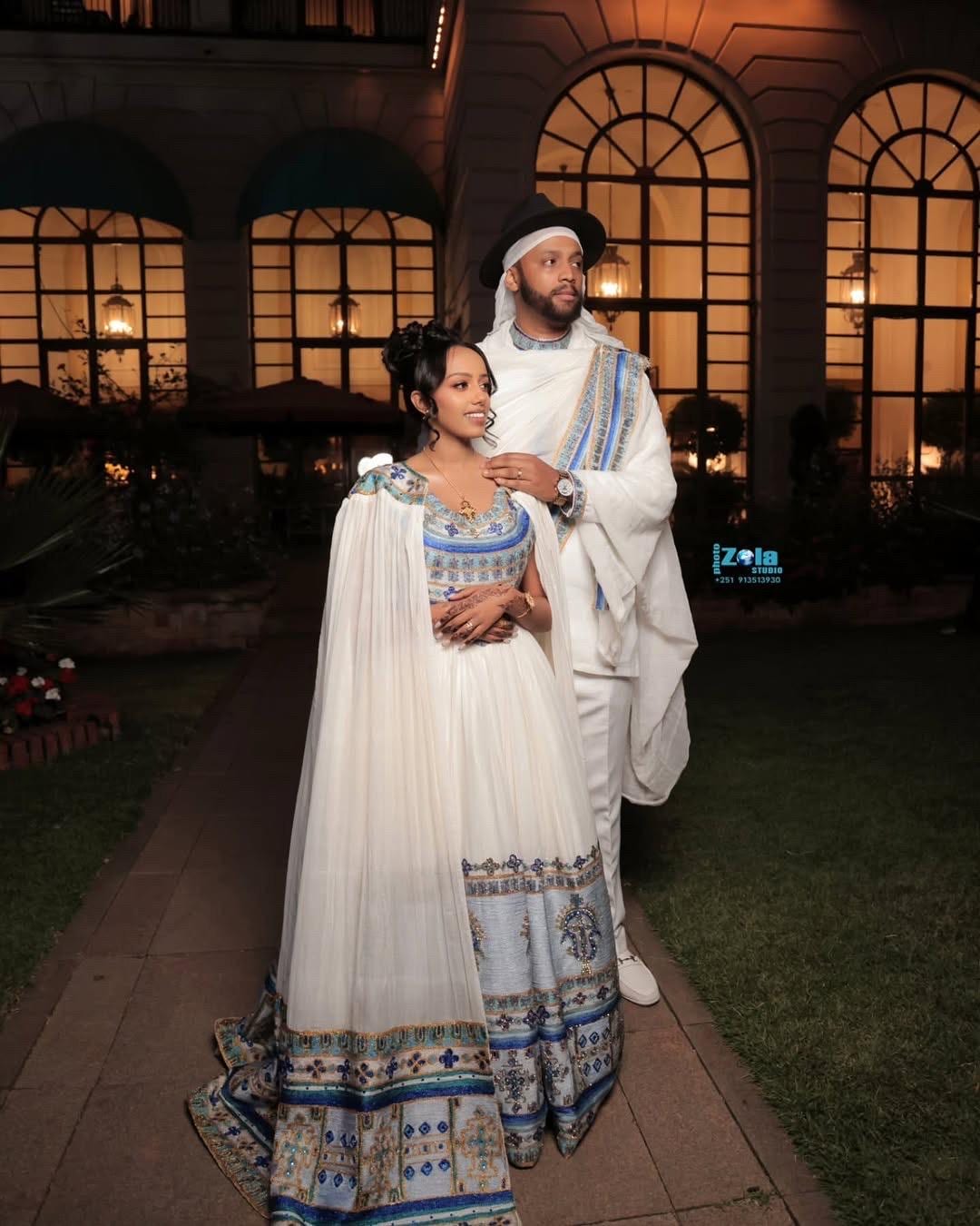 Handwoven Ethiopian Wedding Outfit: Habesha Kemis With Tibeb Embroidery ...