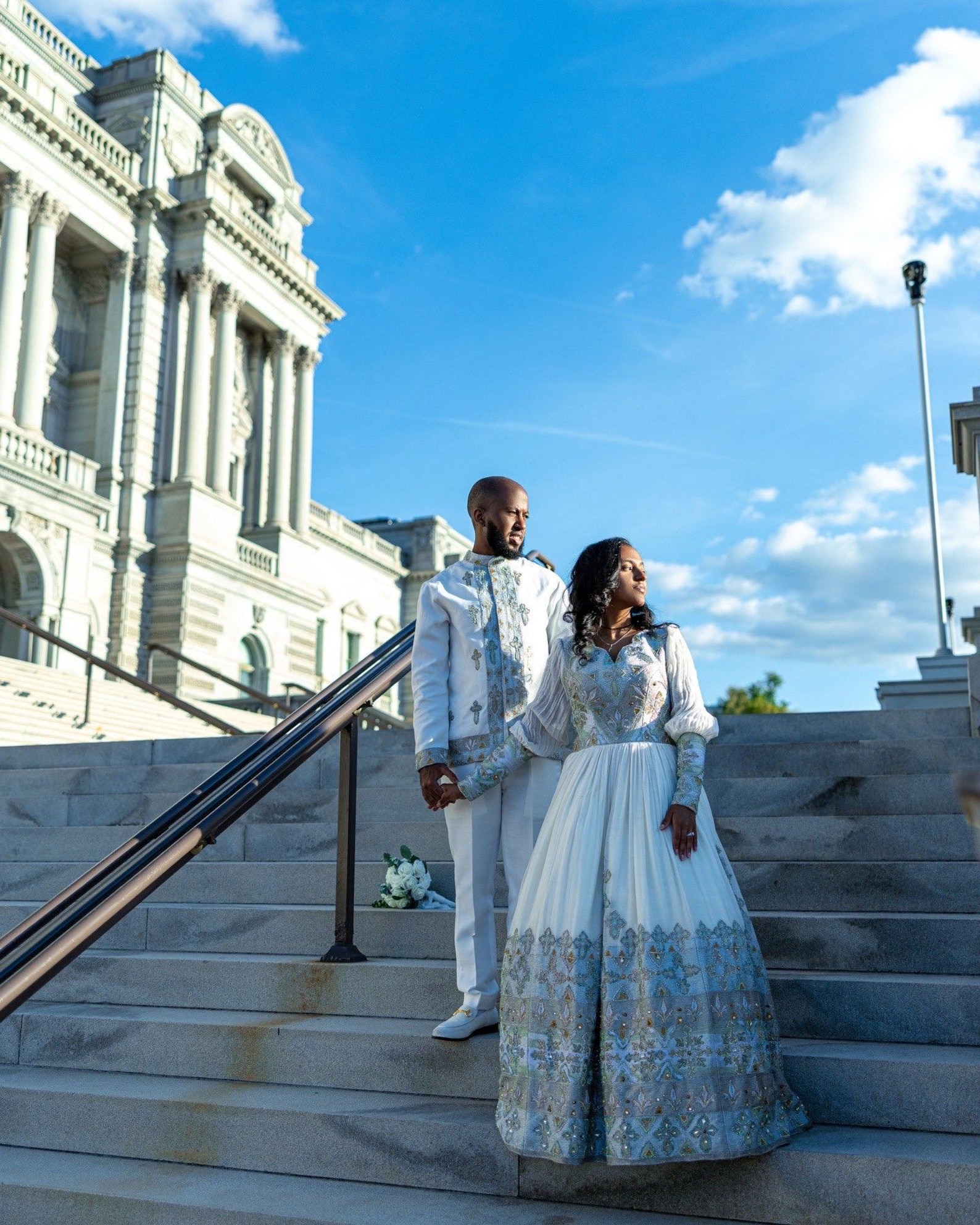 Handwoven Ethiopian Wedding Outfit: Habesha Kemis With Tibeb Embroidery ...