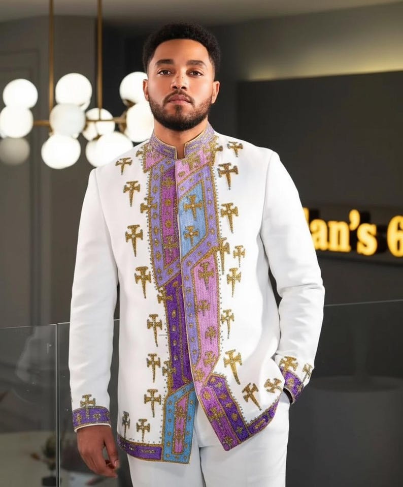 Handwoven Ethiopian Wedding Outfit: Habesha Kemis With Tibeb Embroidery ...