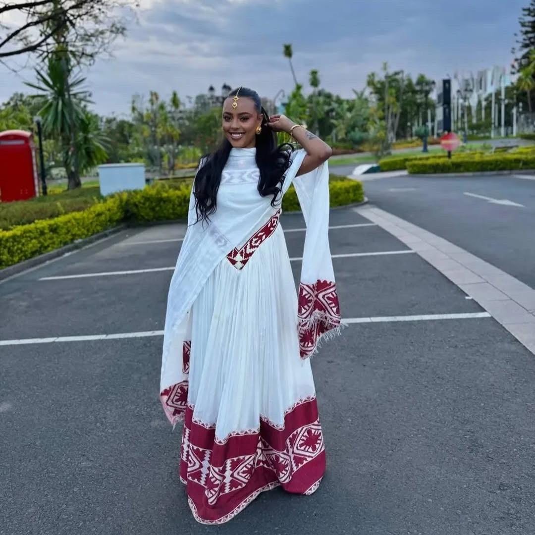 Handwoven Habesha Kemis: Ethiopian Cotton Dress With Tibeb Embroidery ...