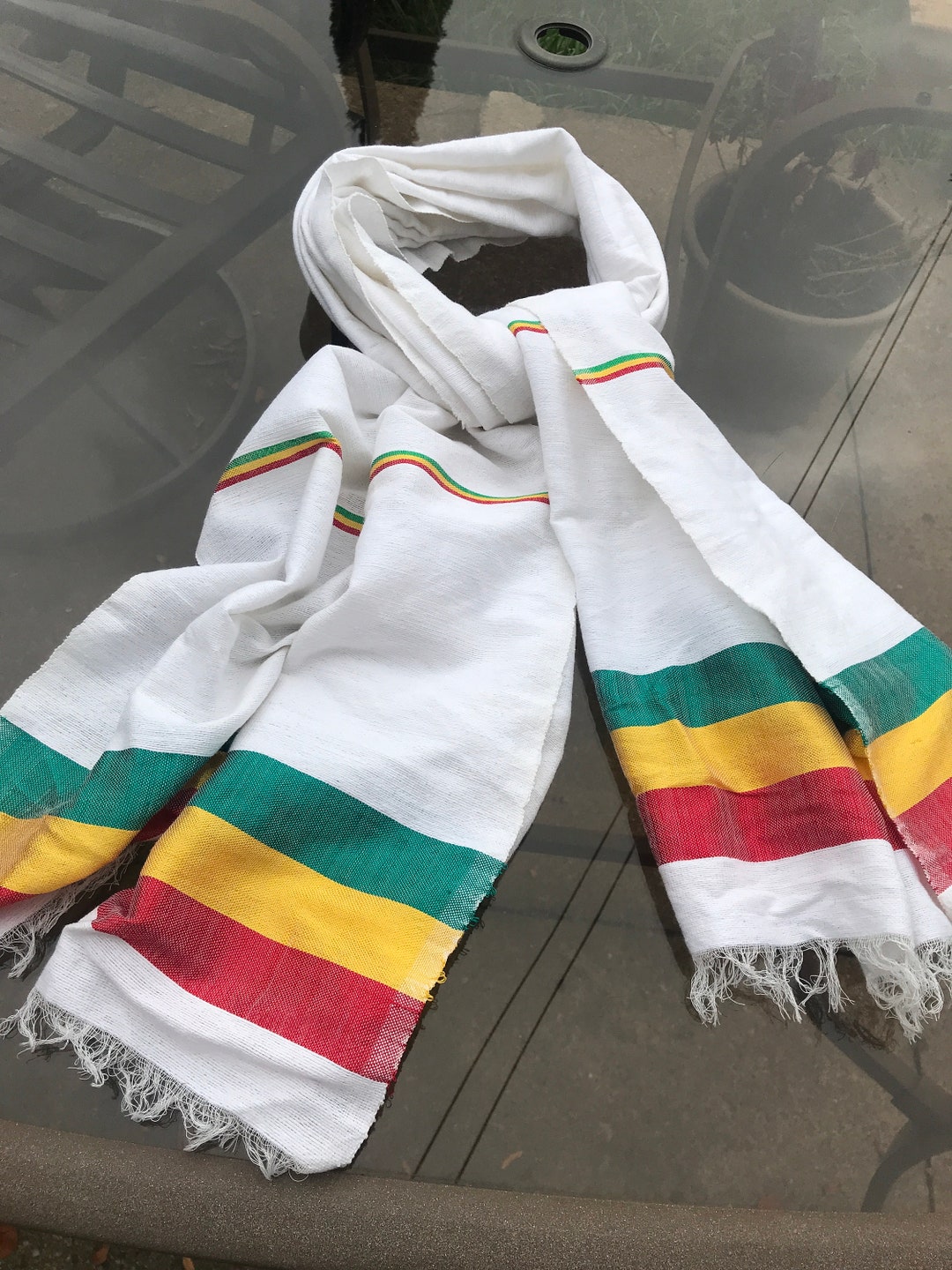 Ethiopian/ Rasta Green Yellow Red Stripe Handmade Cotton Scarf - Etsy