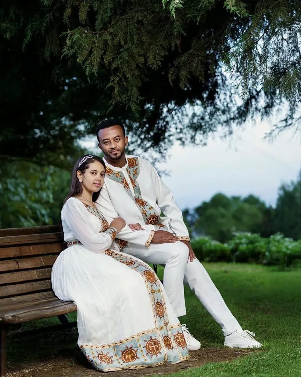 Handwoven Ethiopian Wedding Outfit: Habesha Kemis With Tibeb Embroidery ...