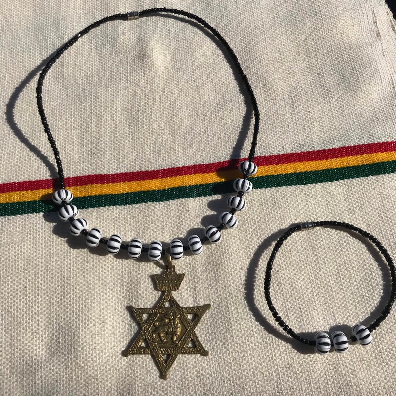 Rasta Pendant / Star of David Lion of Judah on It/ Jamaica Fashion ...