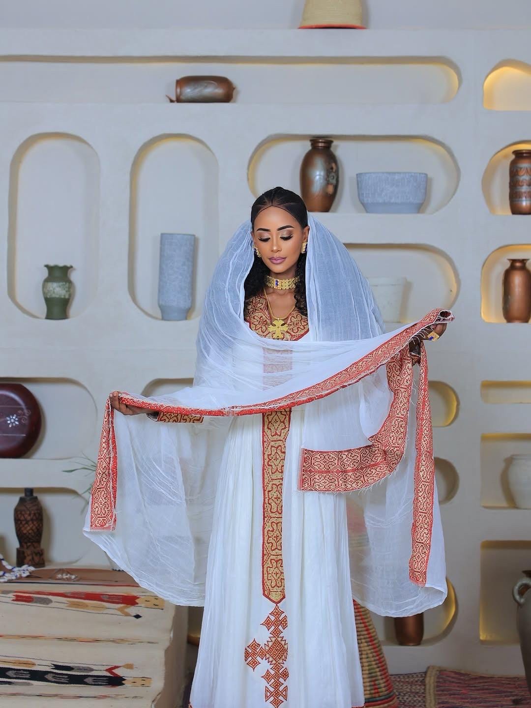 Handwoven Habesha Kemis Dress: Ethiopian Tibeb Embroidery, Cultural ...