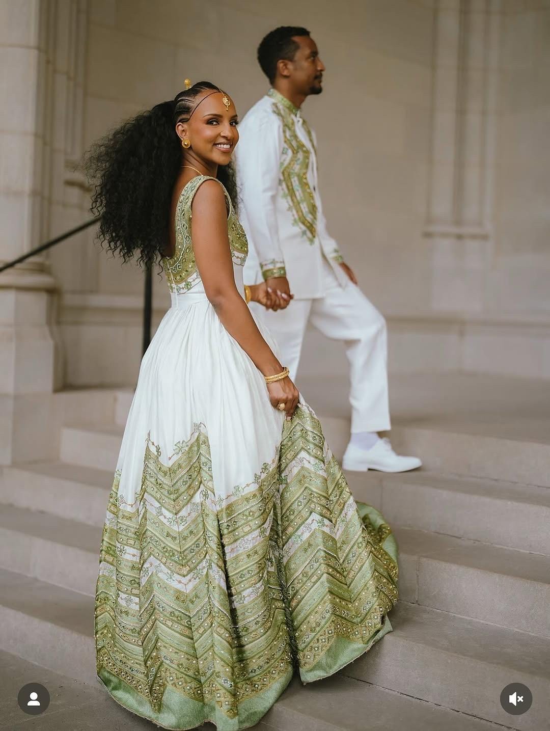 Handwoven Ethiopian Wedding Outfit: Habesha Kemis With Tibeb Embroidery ...