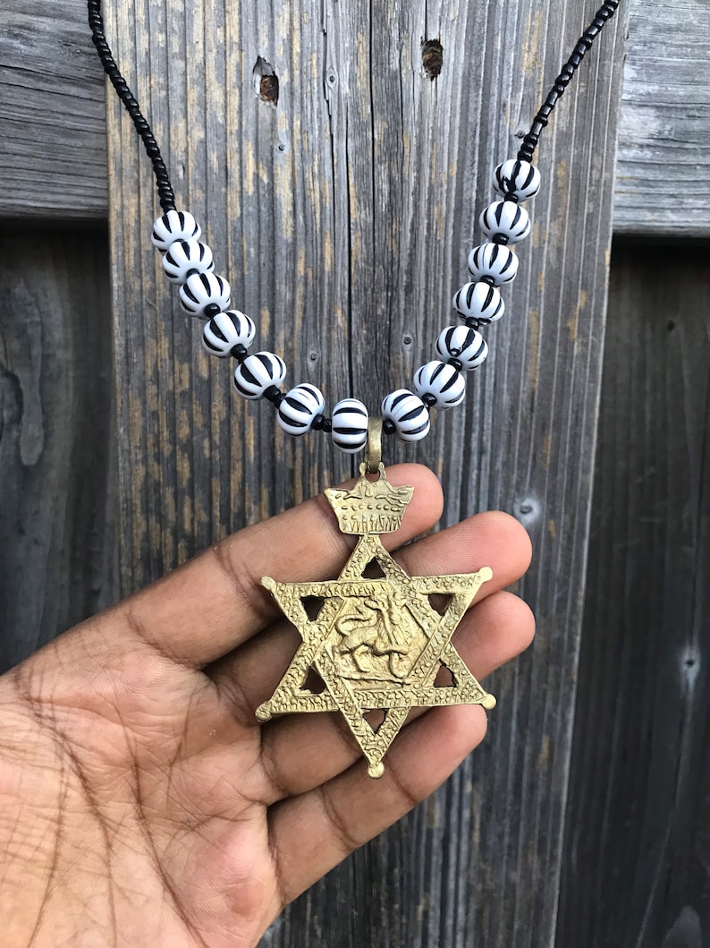 Rasta Pendant / Star of David Lion of Judah on It/ Jamaica Fashion ...