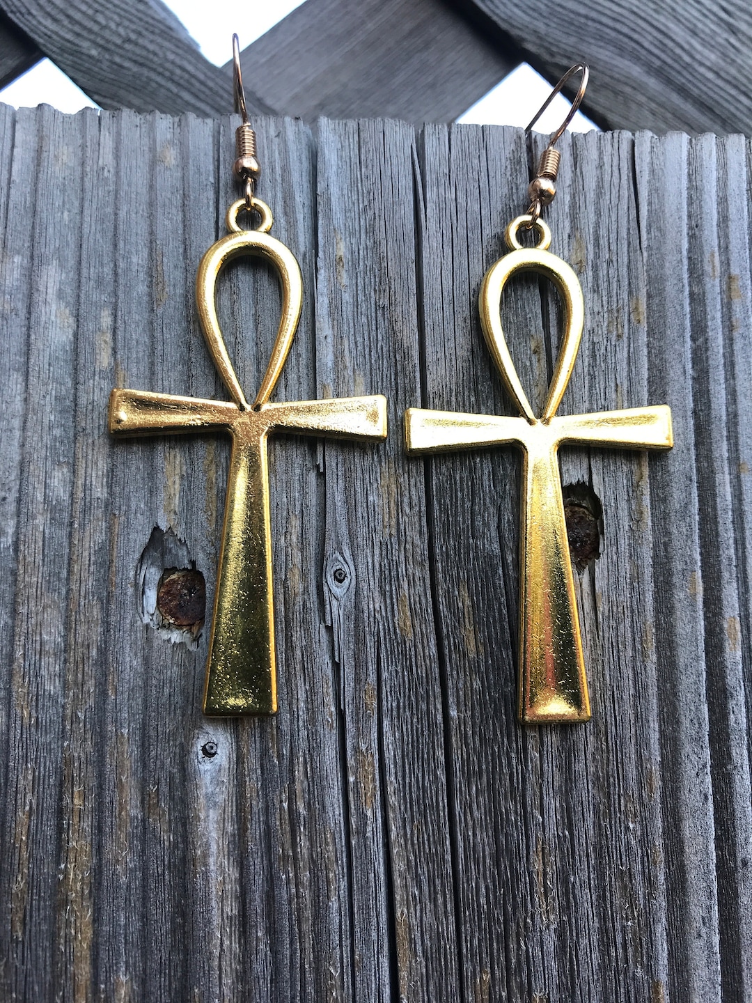 Golden Ankh Earring, Tiny Hoop Earrings, Ankh Hoop Earrings, Egyptian ...