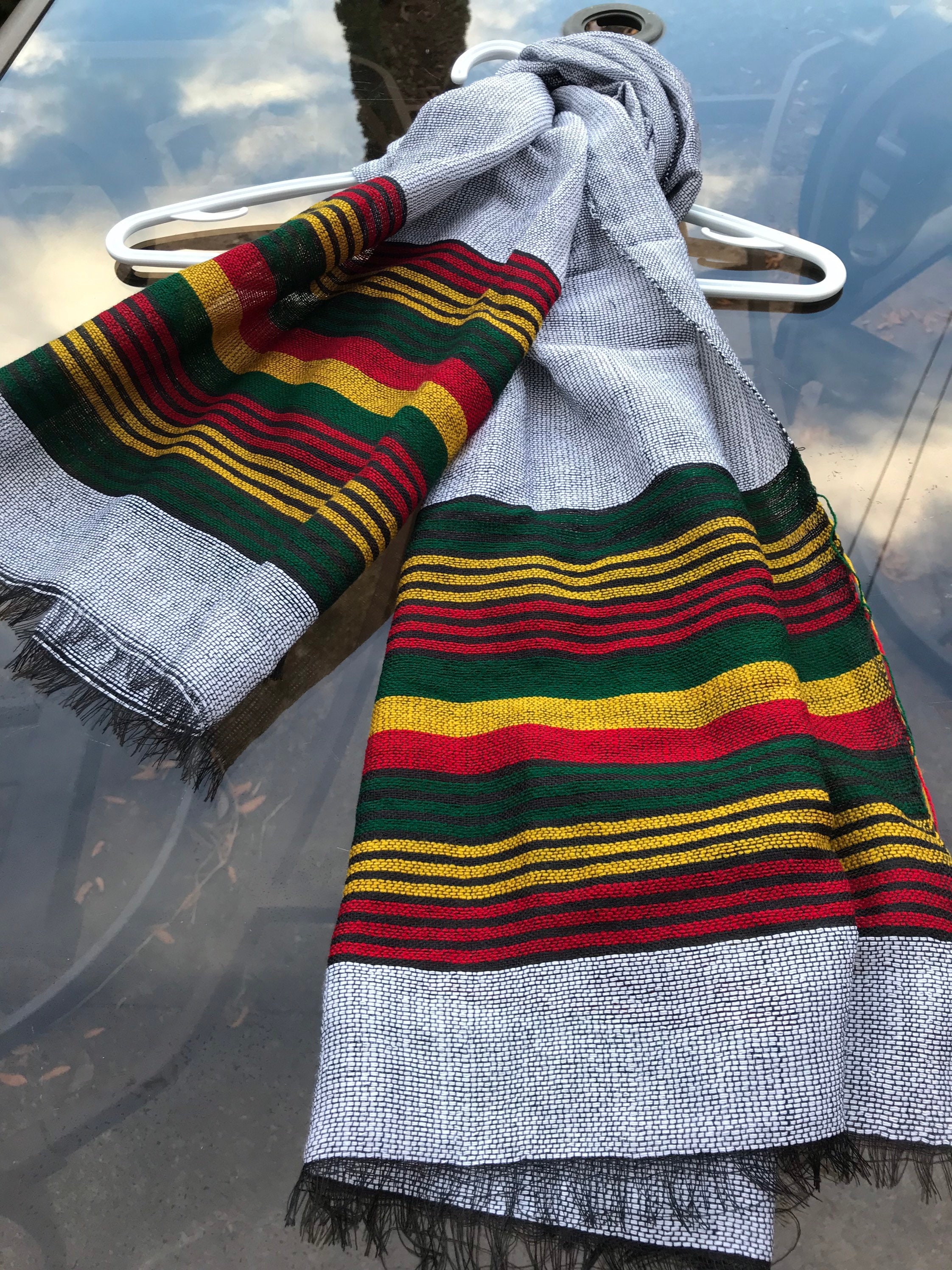 Ethiopian/ Rasta Green Yellow Red Stripe Handmade Cotton Scarf - Etsy