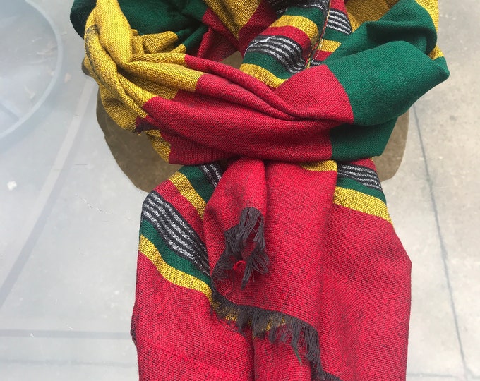 Ethiopian/ Rasta Green Yellow Red Stripe Handmade Cotton Scarf - Etsy