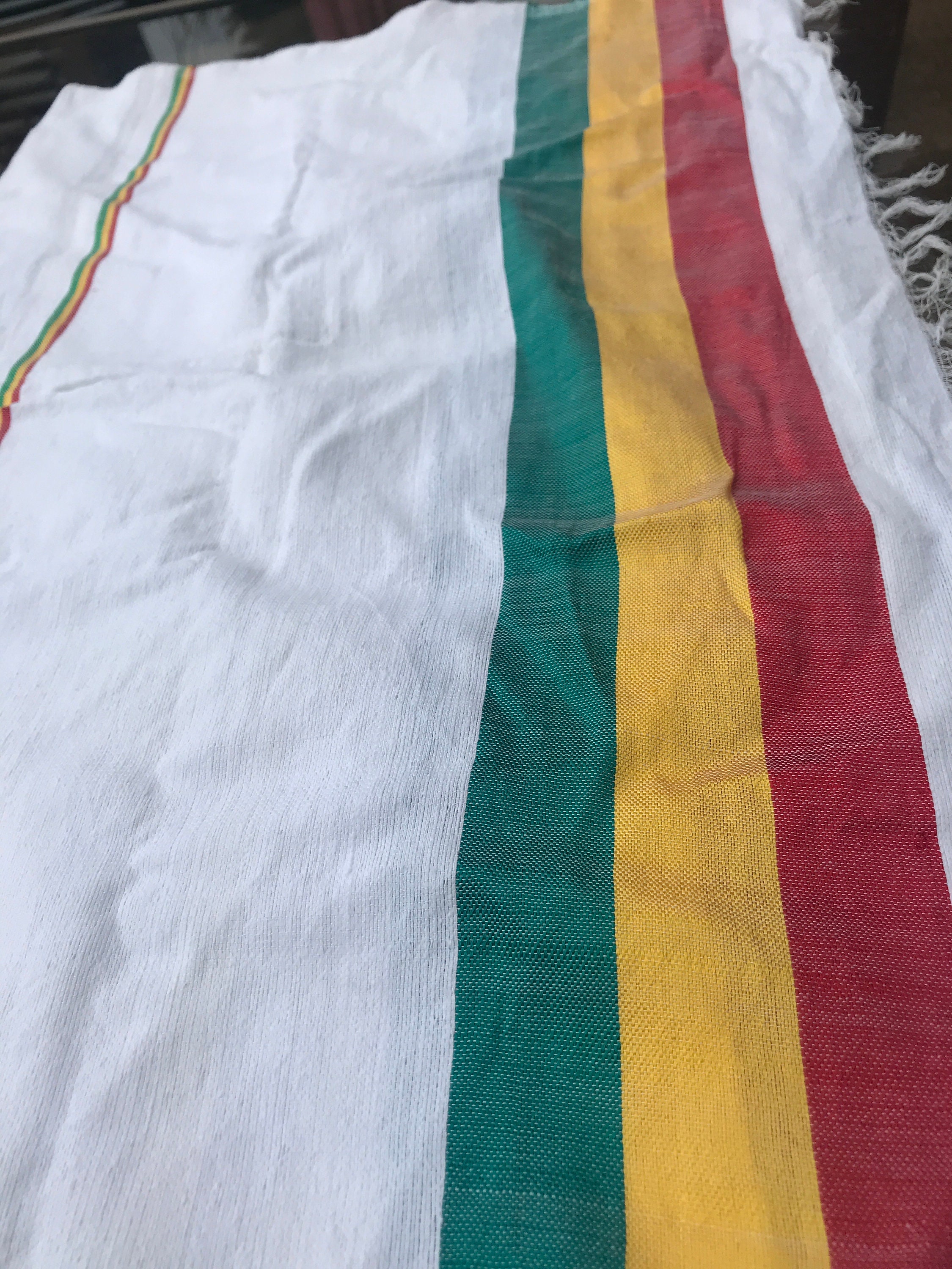Ethiopian/ Rasta Green Yellow Red Stripe Handmade Cotton Scarf - Etsy