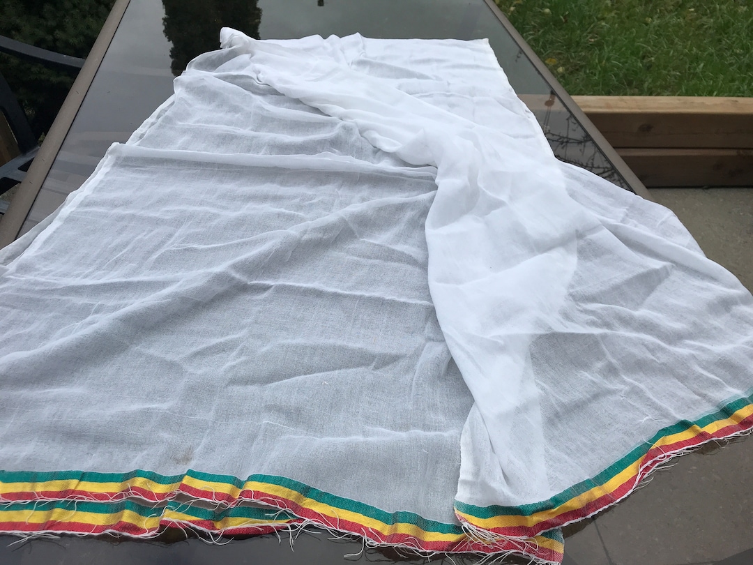 Ethiopian Orthodox Church Scarf / Menen Green Yellow Red Stripe ...