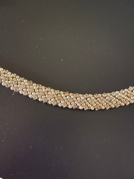 Vintage Miriam Haskell Style Pearl and Rhinestone Choker - Etsy