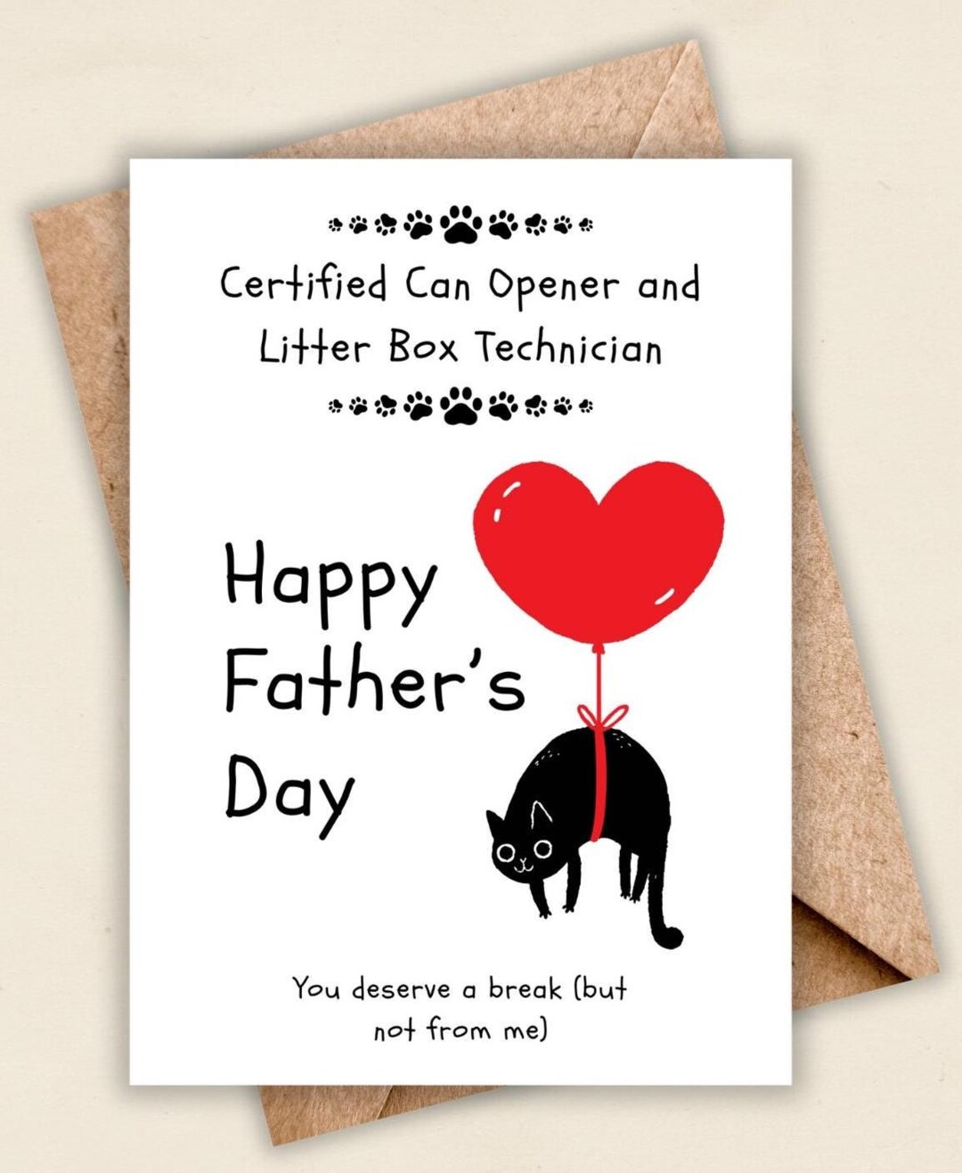 Certified Litter Box Technician Funny Cat Father's Day Greeting Card ...