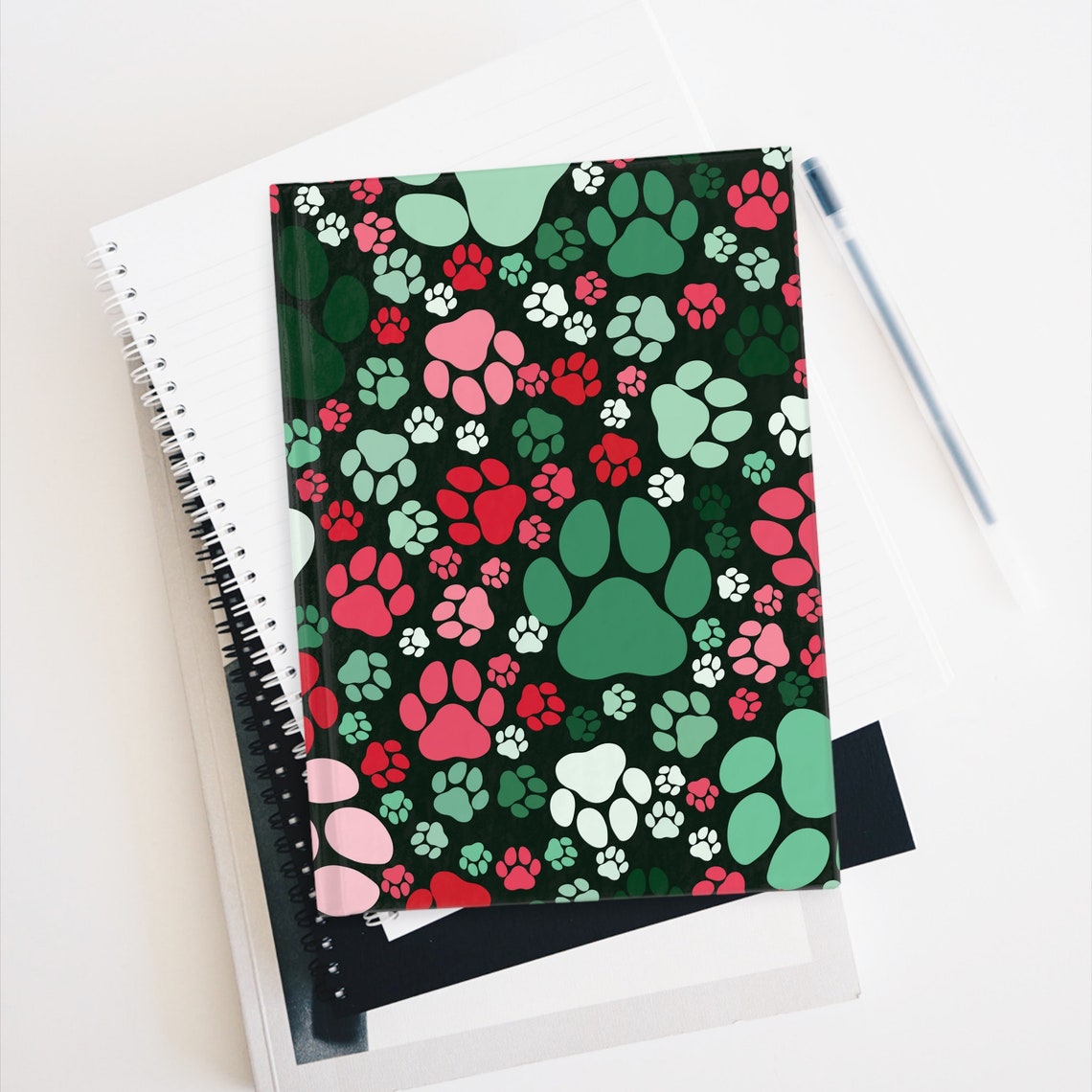Blank Journal Paw Print Scatter Starlight Mint Palette in Green Pink ...