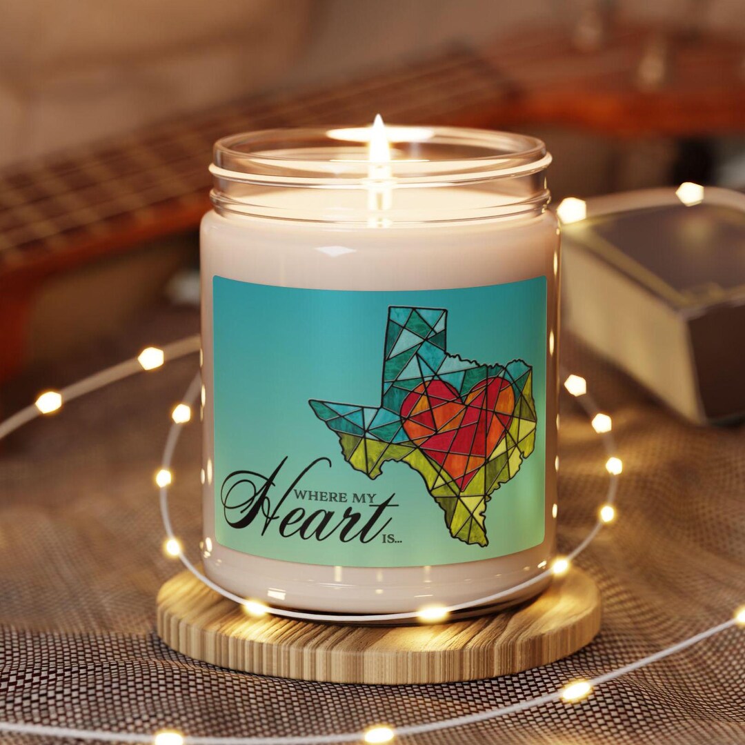 Custom State Candle Jar - Stained Glass-style Design, 'where My Heart ...