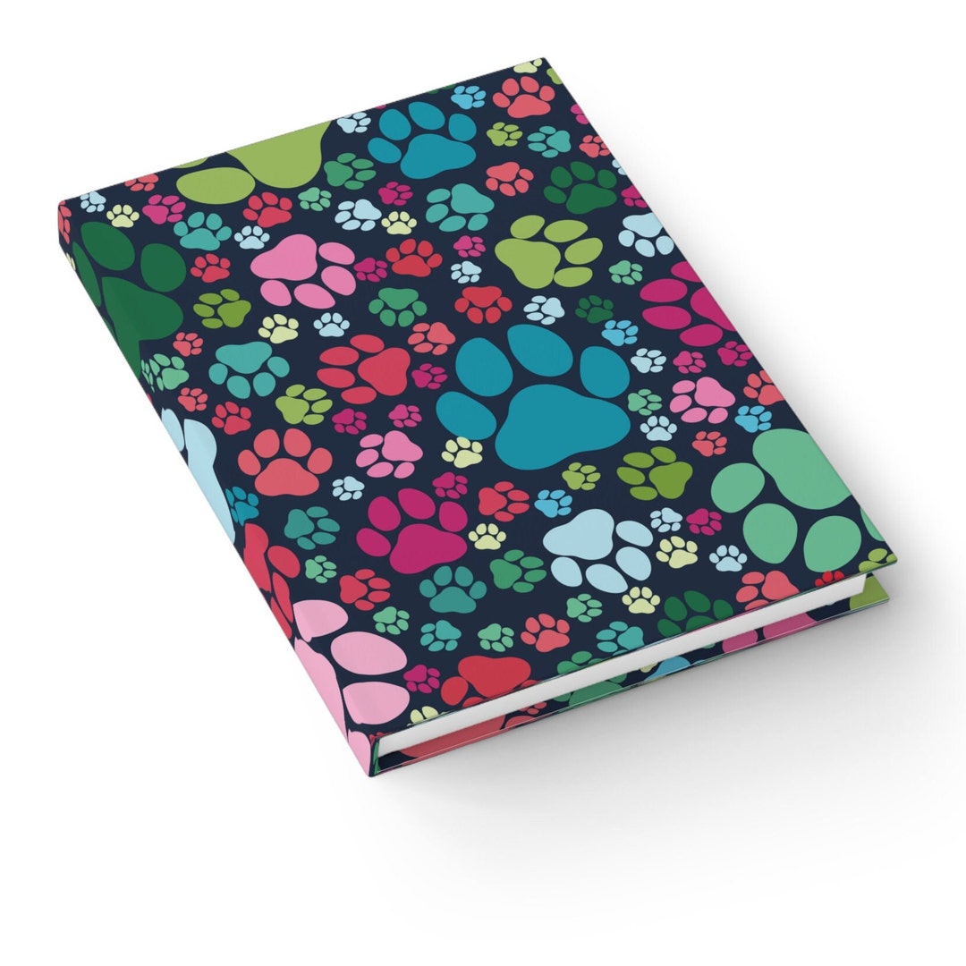 Blank Journal Paw Print Scatter Mid-mod Retro Palette on Navy Art ...