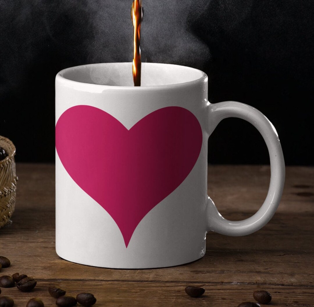 Big Fat Heart Coffee Mug Choose Pink Red or Black High Quality ...