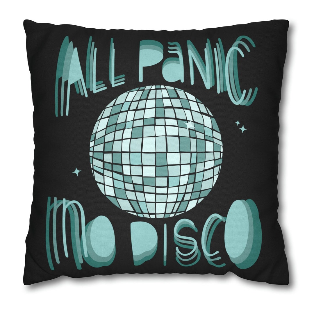 All Panic No Disco Ball Black Square Pillow CASE ONLY Whimsical Throw ...