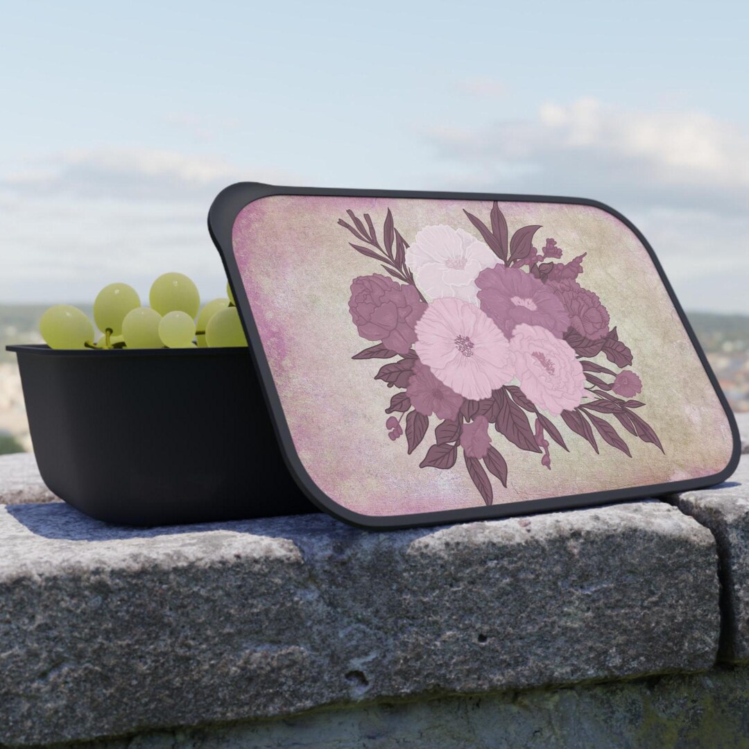 Pink Carnation Floral Bento Box, Eco-friendly PLA Lunch Container With ...