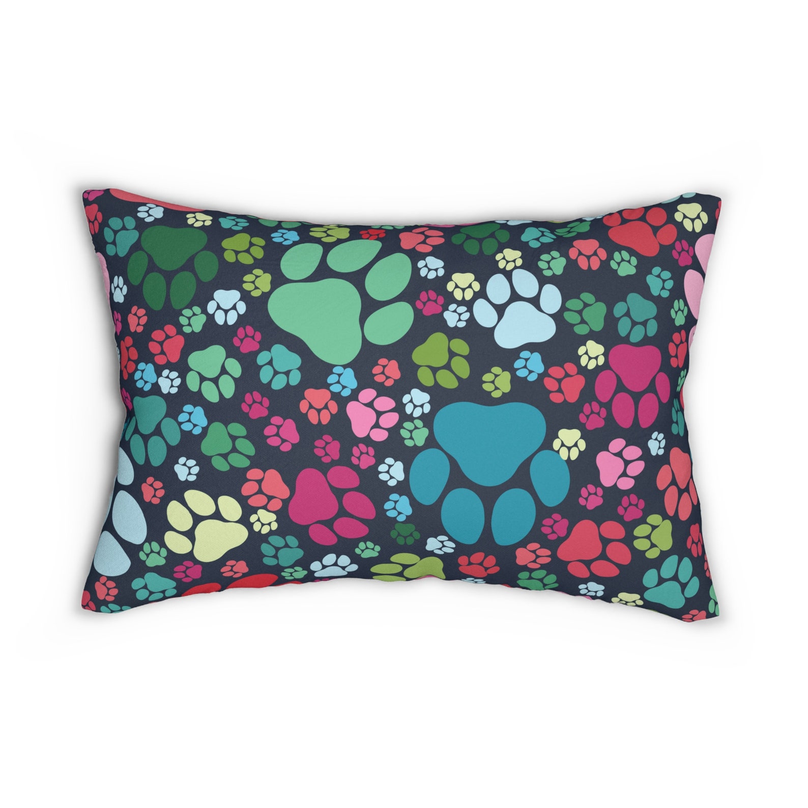 Lumbar Pillow Paw Print Scatter Pattern in a Mid-century Modern ...