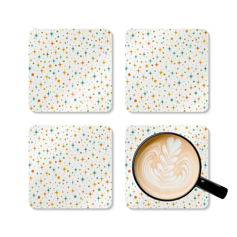 Atomic Starburst Coaster Set of 4, Mid Century Modern Drink Coasters ...