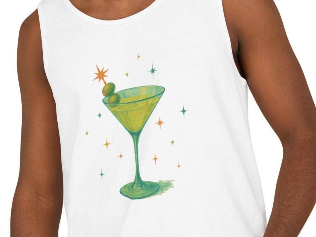 Retro Martini Tank Top, Mid Century Cocktail Shirt, Vintage Bar Graphic ...