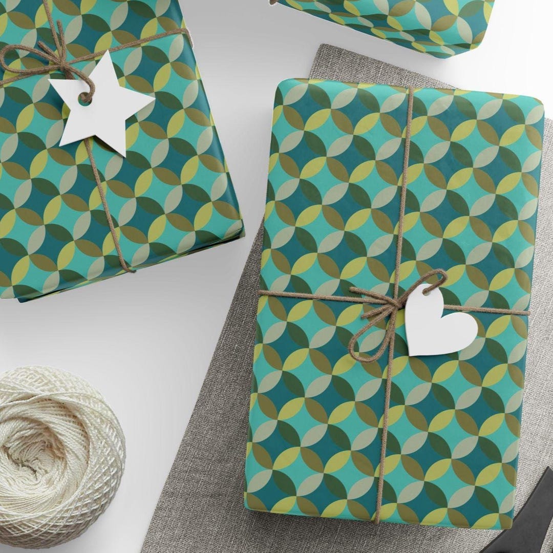 Geometric Wrapping Paper, Circle Lattice Gift Wrap, Modern Pattern ...