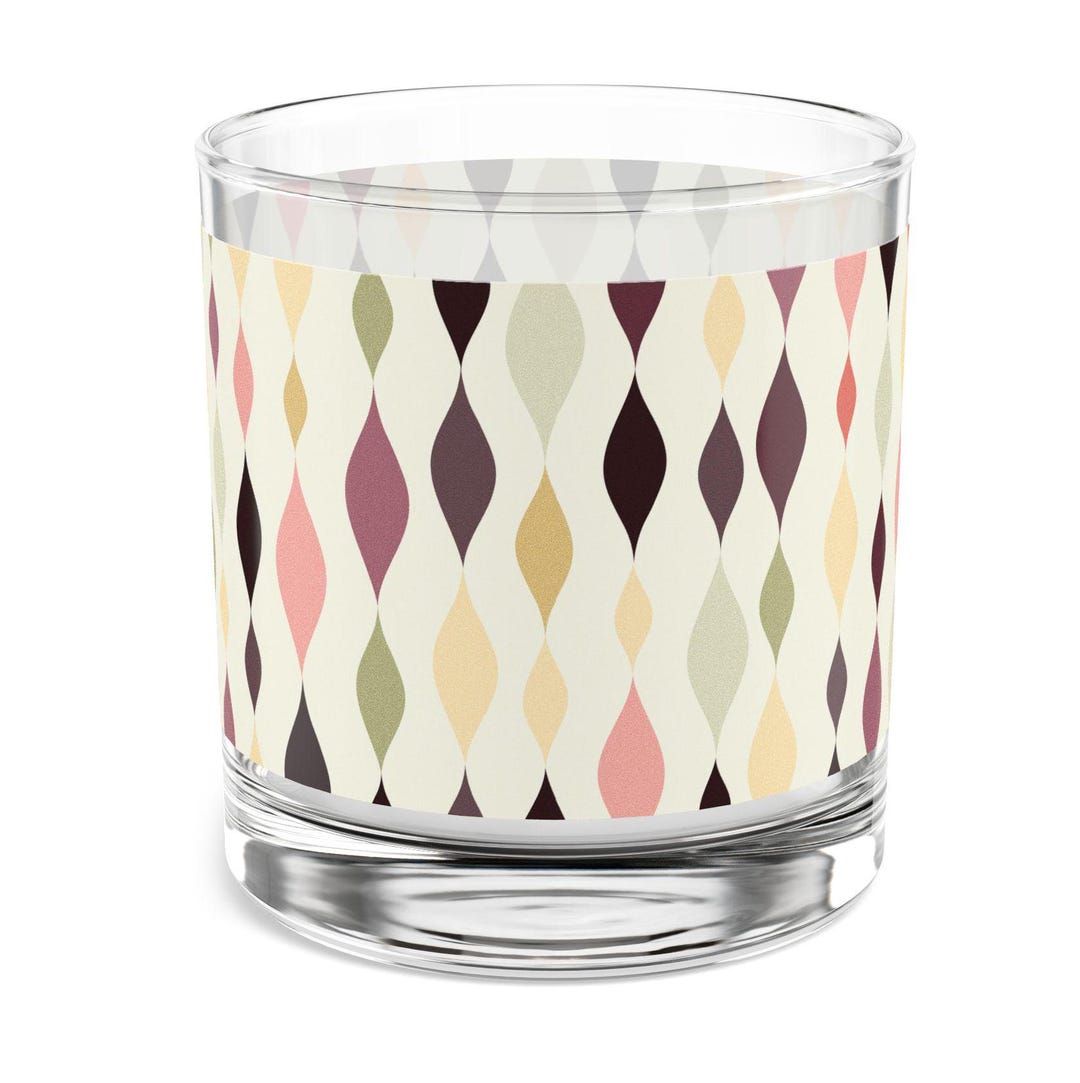 10oz Rocks Glass With Mid-century Modern-inspired Streamers Design ...