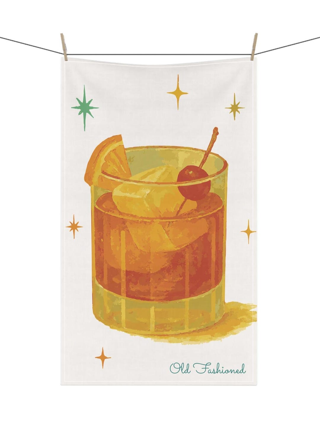 Old Fashioned Retro Tea Towel, Iconic, Mid Century Modern Cocktail Bar ...